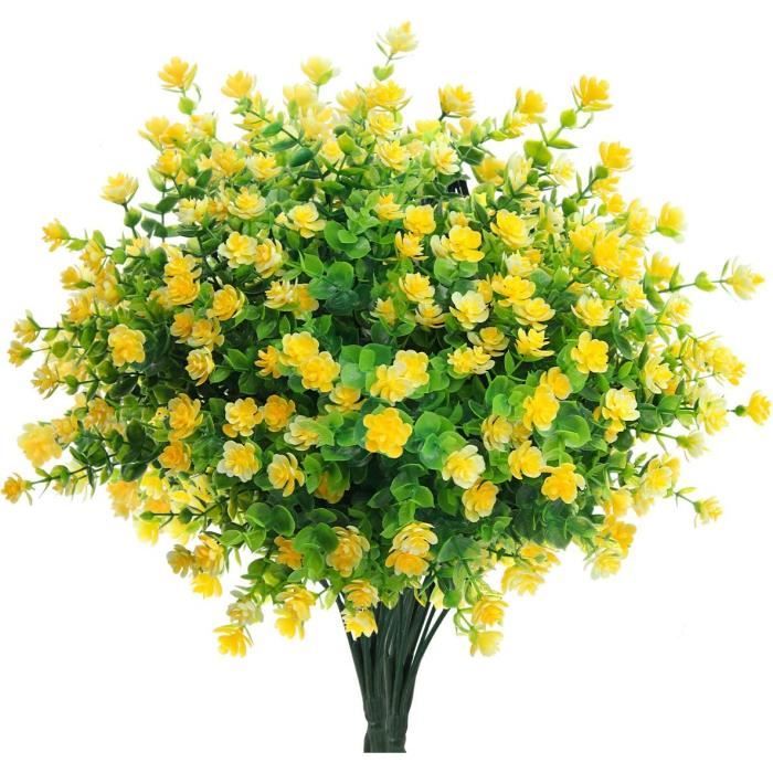 Mocoosy 8 Bundles Fleurs Artificielles en Plein Air Résistant Aux UV ...