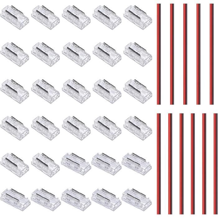 Kit Connecteur De Ruban Led Cob 2Pin 5Mm Largeur Carte 22 Bande À Fil ...