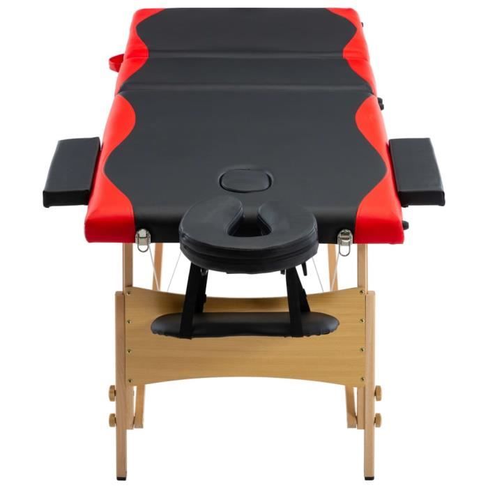ZHUO Table de massage pliable 3 zones Bois Noir et rouge Excellent ...