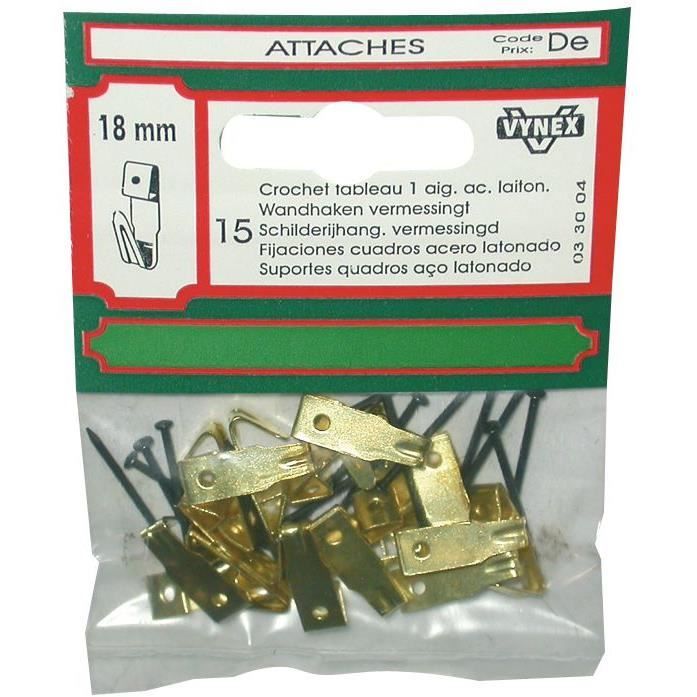 Crochet tableau - VYNEX - Lot de 4 - Acier laitonné - 18-21-30 mm ...