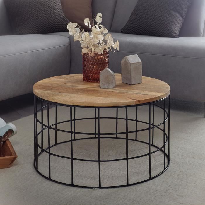 WOHNLING table basse table de salon 60 cm table en bois massif table ...