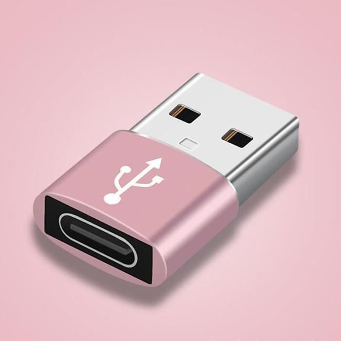 ADAPTATEUR RESEAU,USB Type-C rose--Convertisseur Micro usb mâle vers ...