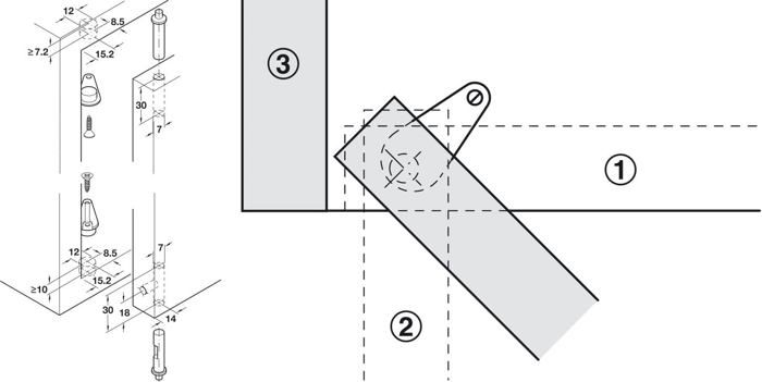 2x pivot de porte universel noir à enfoncer pour meuble bois placard ...