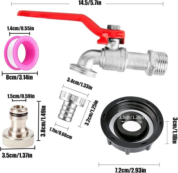 Robinet Cuve 1000L,obinet Recuperateur Eau De Pluie,Robinet de Tuyau d ...