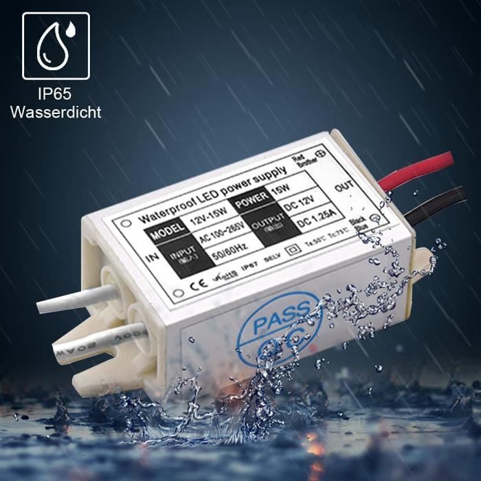 Led Trafo Pilote 12V 15W Raccord De Réseau Ac100-265V Driver Slim Ip65 ...