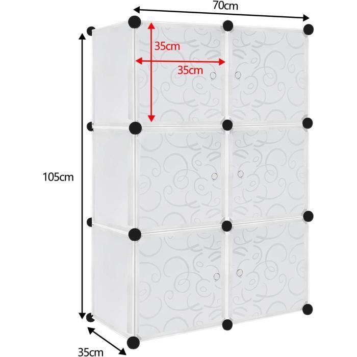 Garde-Robe Modulaire - AUFUN - Armoire Pliante Portable - 6 Cubes ...