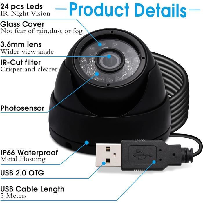 Caméra Dôme Webcam Usb Full Hd 1080P Avec Capteur D'Image Cmos Ov2710 ...