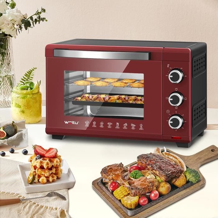 WOLTU Mini Four 28L, Four à Pizza 1600 W, 100-230°C, Minuterie 0-60 min, 3 Modes de Cuisine ...