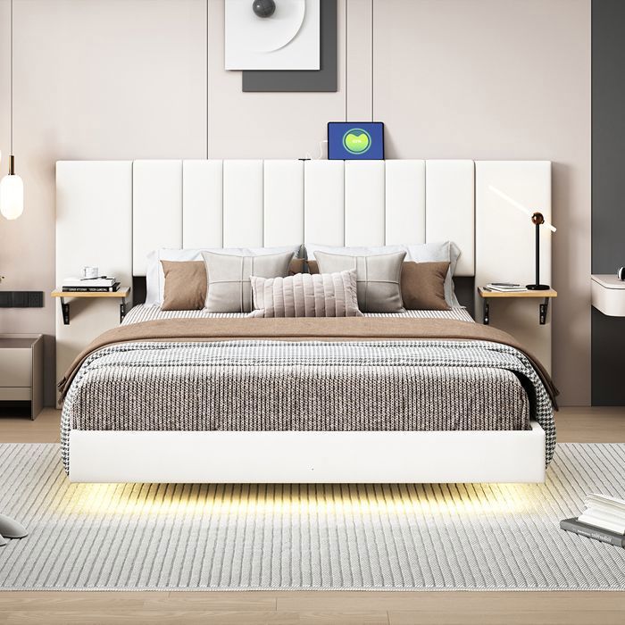 Lit adulte Lit 140x200 cm avec rangements latéraux avec prise de charge ...