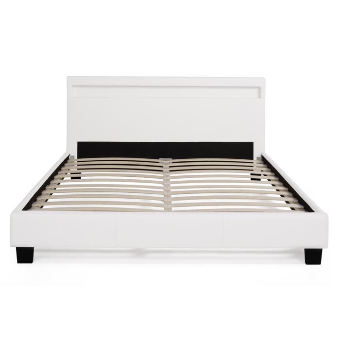 IDMARKET Lit double NEO avec tête de lit LED intégrées et sommier 140 x ...