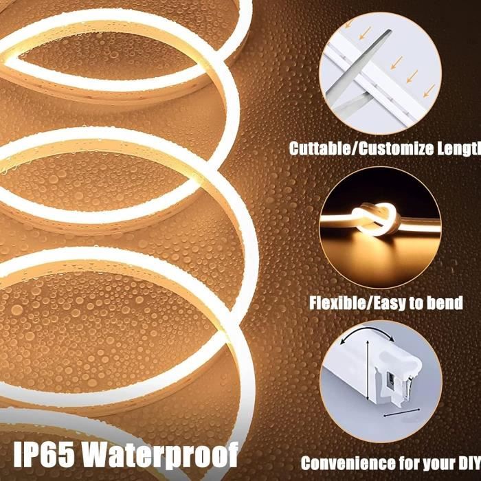 Ruban Led 2M Néon Lumière Usb Ip65 Étanche Lumière De Bande Lampe De ...