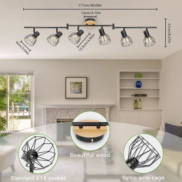 Plafonnier 6 Spots Led Orientable - Luminaire Cuisine Plafonnier Led 6 ...