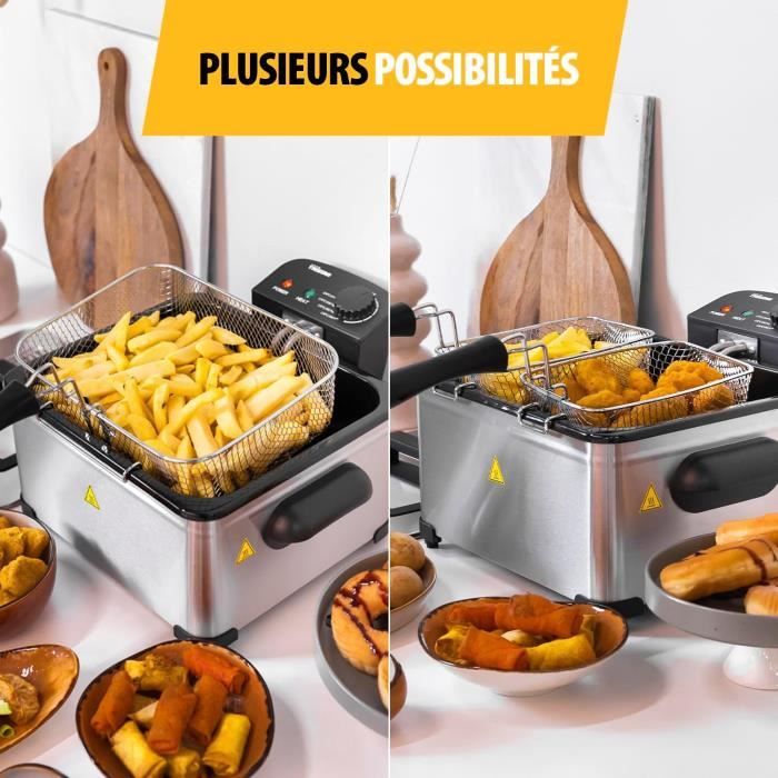 Friteuse électrique Fr-6949 - 5 L - Zone froide - avec 3 paniers - 2 ...