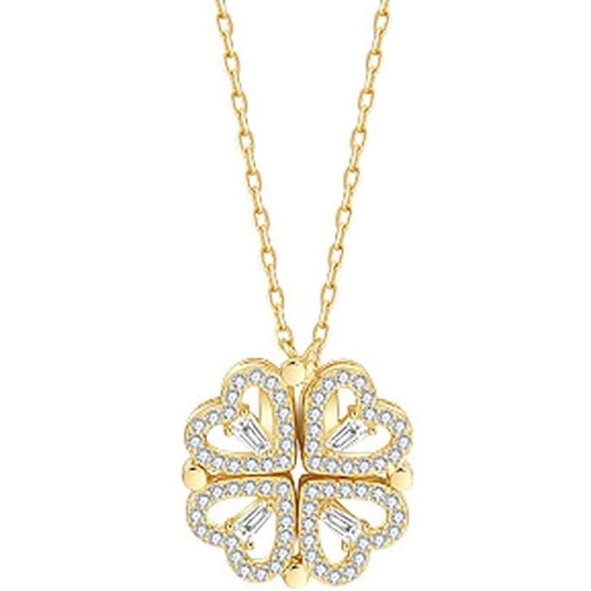 Collier trèfle à 4 feuilles en forme de cœur creux 2 en 1 rétro ...