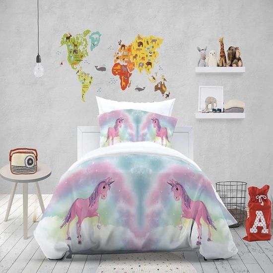 Housse De Couettes Parure De Lit 1 Personnes Cheval Animal Étoilé Rose ...