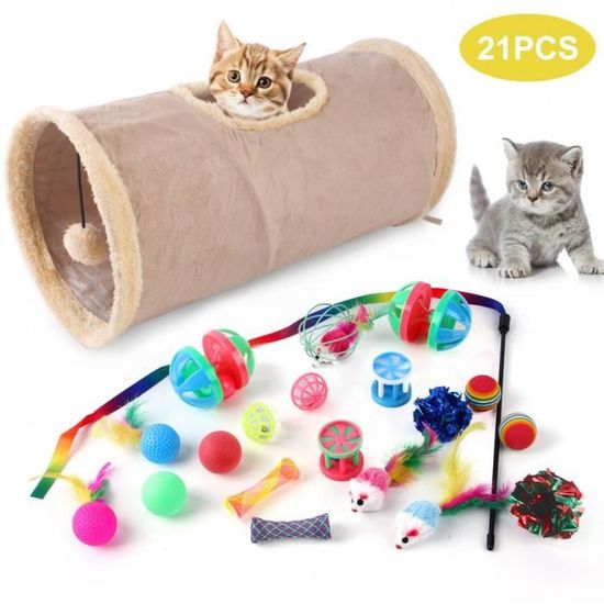 21 pièces/ensemble chats Tube jouet Adorable chat jouets Pet chaton ...