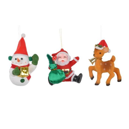 AUTOUR DE MINUIT Père noël, bonhomme de neige et renne - H 10cm ...