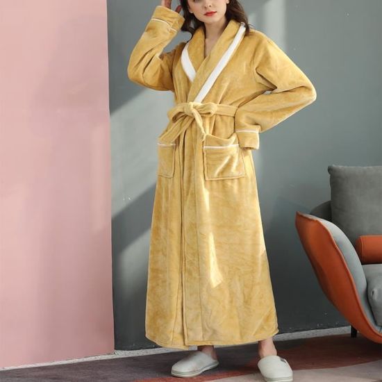 Peignoir Femmes,PROCHOSEN Robe de Chambre épais en Flanelle Peignoirs de Nuit Longue Peignoir de ...