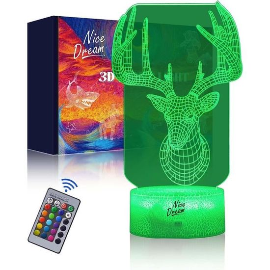 Nice eam Cerf Veilleuse pour Enfants, Lampe Illusion 3D Pépinière LED ...