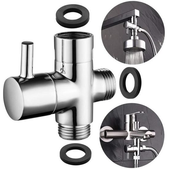 Tecmolog Valve 3 voies en laiton massif G1/2" Douchette Composants de Douche Raccord universels ...
