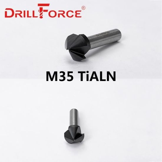 Foret de fraise à chanfrein YWEI M35 TiALN-20.5mm - 3 cannelures 90 ...
