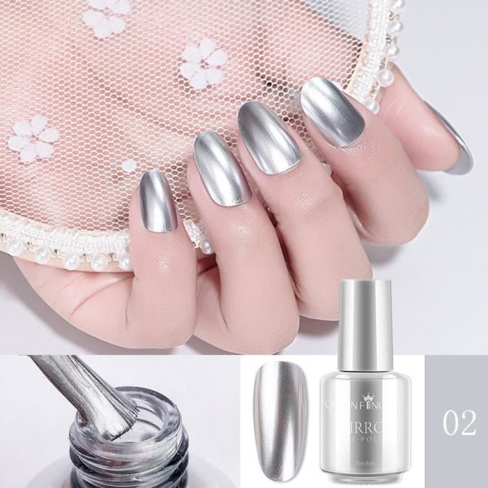 Vernis à ongles métallique effet miroir, 8ml, violet, or Rose, Chrome ...