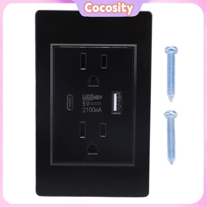 Cocosity Prise murale Wall Outlet With USB And Type C Port 15A PC Flame ...