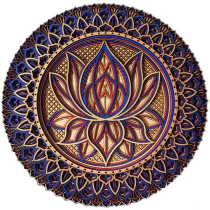 Fleur De Lotus Mandala En Bois,Lotus Decoration Murale, Décoration ...