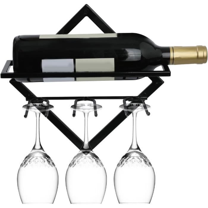 Wall Mounted Wine Rack, Metal Wine Glasses Holder Champagne Bottle ...
