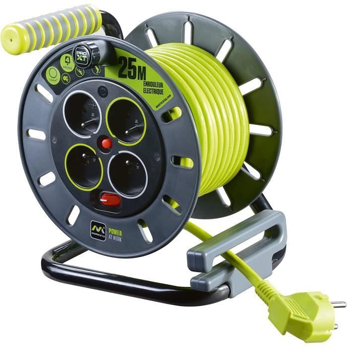 Masterplug Rallonge Prolongateur électrique 25m, Enrouleur ...