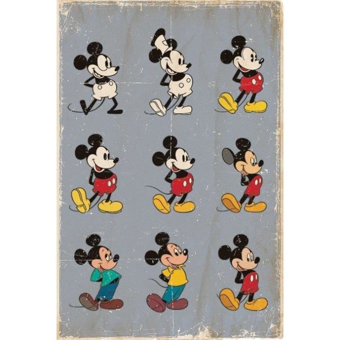 Poster l'évolution de mickey mouse (Dimensions : 61 x 91.5cm ...