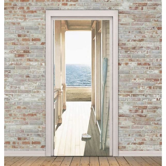 Sticker de Porte 3D Trompe l'Oeil - Autocollant Amovible pour Décor ...