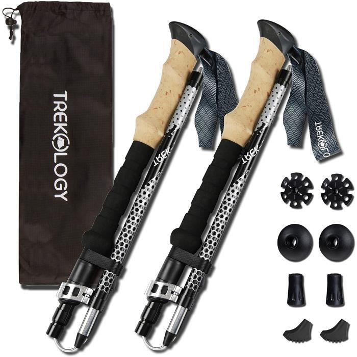 TREKOLOGY TrekZ Batons de Trekking Triple Pliable Baton de Marche lger ...