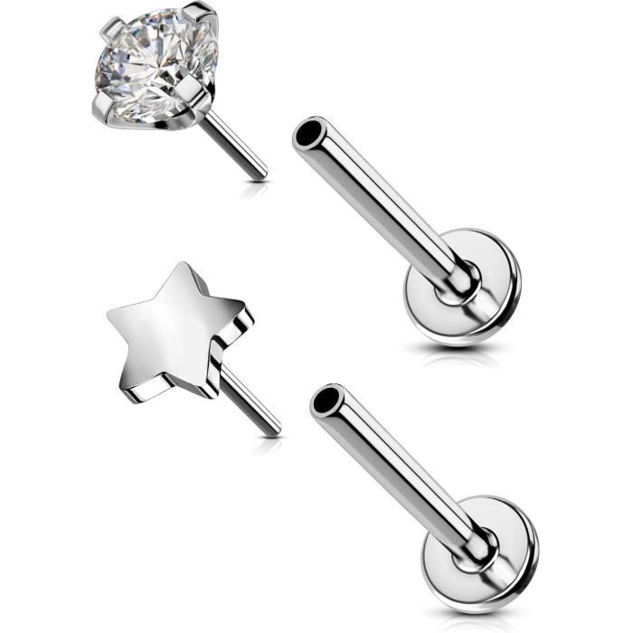 Titanium Helix Earring Flat Back Nose Rings Conch Tragus Piercings ...