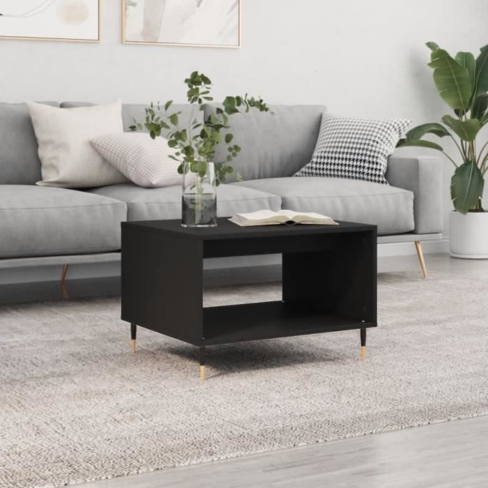 ETO- Table basse noir 60x50x40 cm bois d'ingénierie -CIK7068512740657 ...