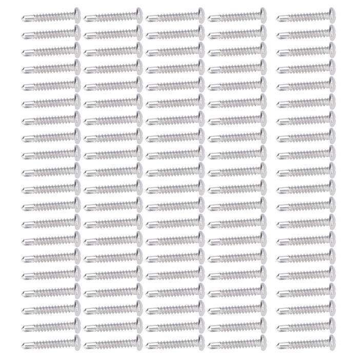 AUN Vis autoperceuses - 100 pcs vis auto-perceuse tête ronde 304 attaches en acier inoxydable ...