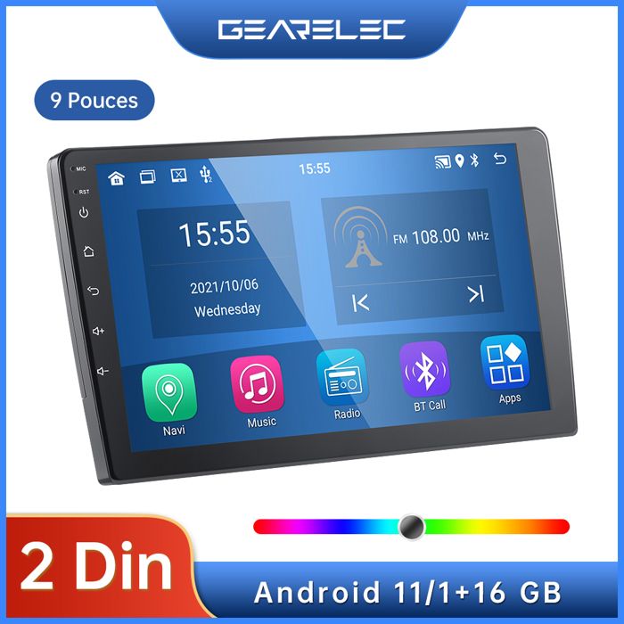 GEARELEC Autoradio 9 Pouces Android 10.1 Stéréo Bluetooth Wifi GPS ...