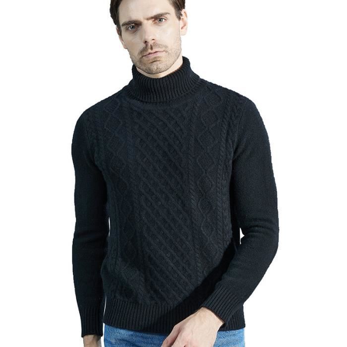Pull tricoté en cachemire à col roulé pour homme,vêtement en laine ...