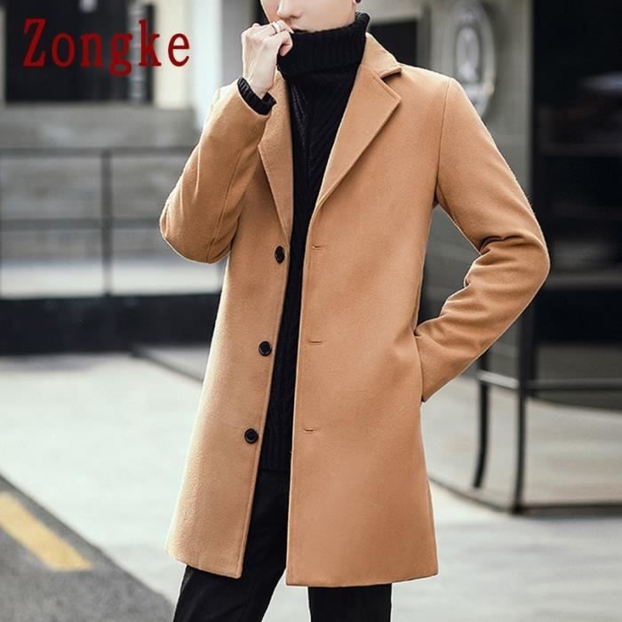 Manteau - caban,manteau Long en laine pour homme,Slim,résistant,Trench ...