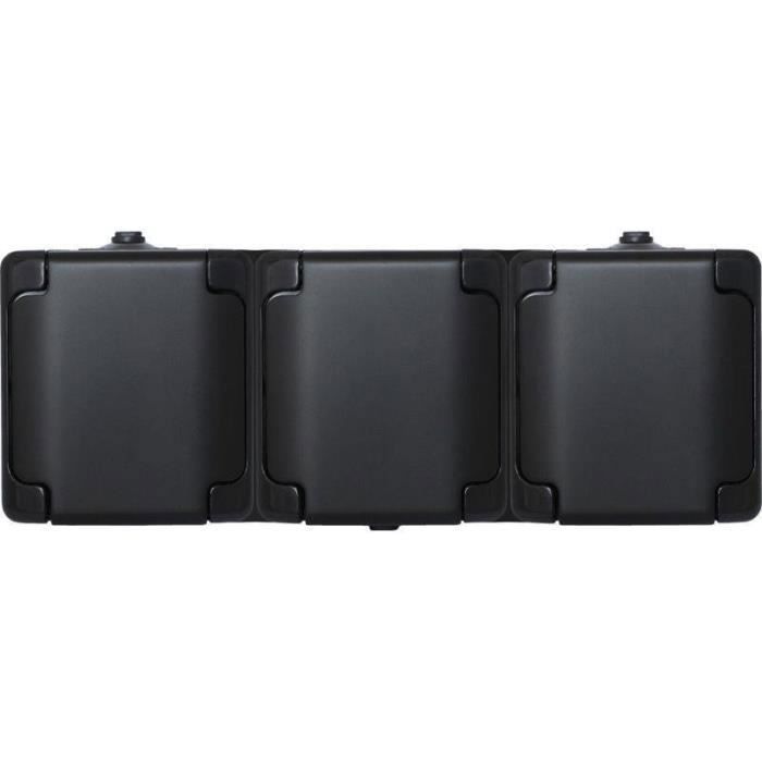 Prise multiple - BRYZA - KOS - Étanche IP54 - 3x 2P+T - Noir extérieur ...