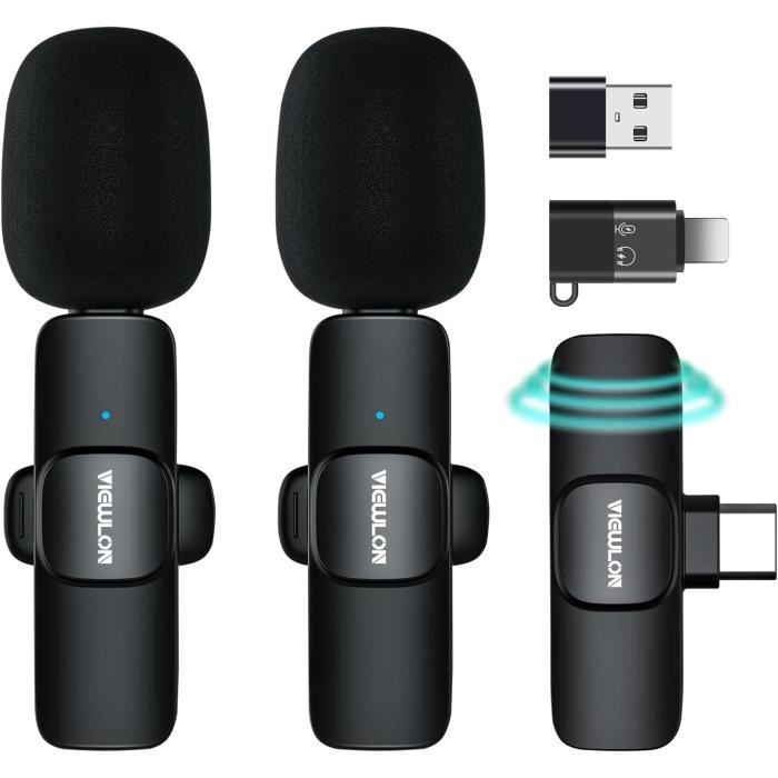 Micro Cravate Sans Fil, Double Mini Micro Cravate Pour Iphone-Android ...