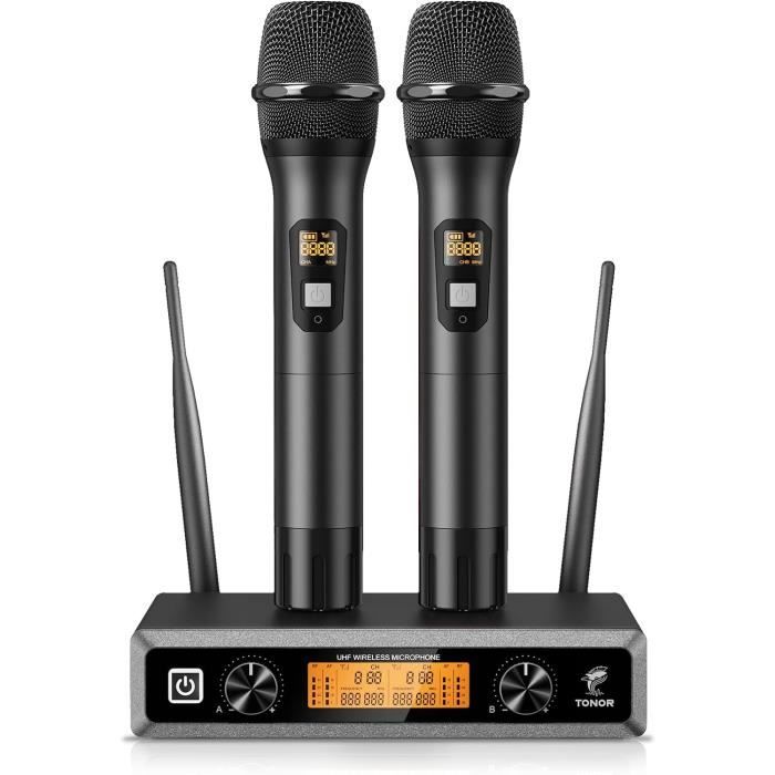 Microphone Sans Fil Systèmes De Micro Uhf Double Portable Micros Dynamiques Pour Karaoké, Fête ...
