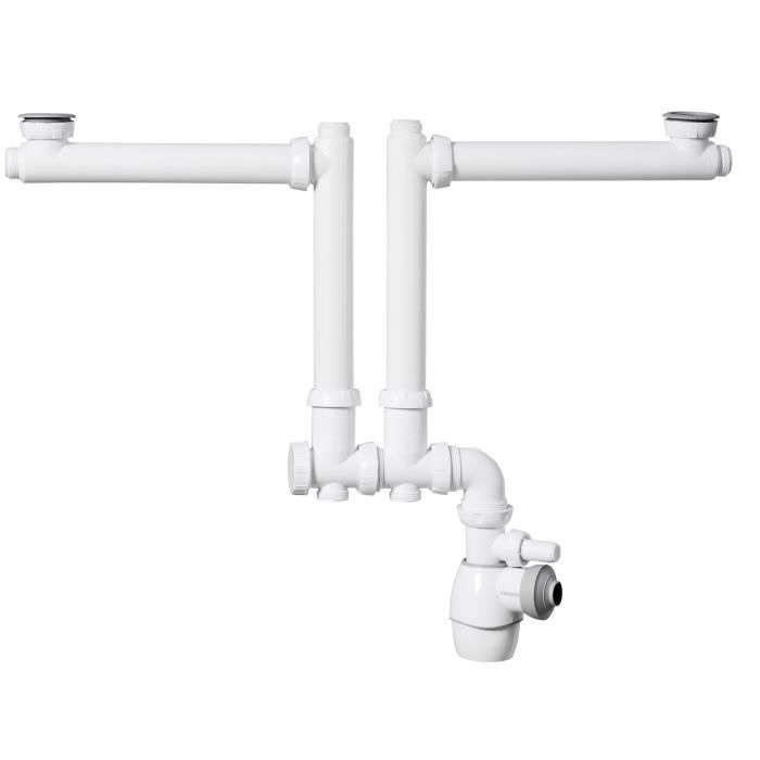 WIRQUIN Siphon double tout-en-un déporté - Pour lavabo ou évier - 2 ...