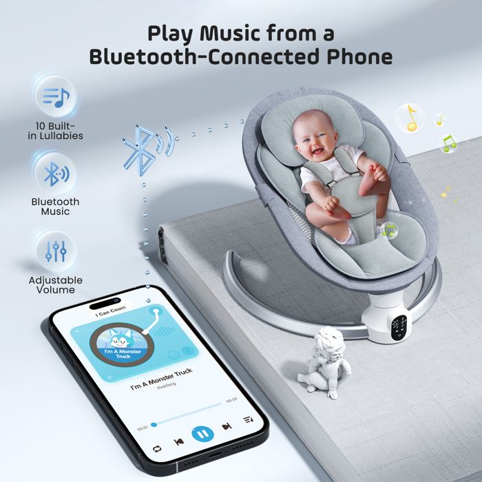Balancelle bebe electrique jusqu’à 9 kg, télécommande et wireless pour ...