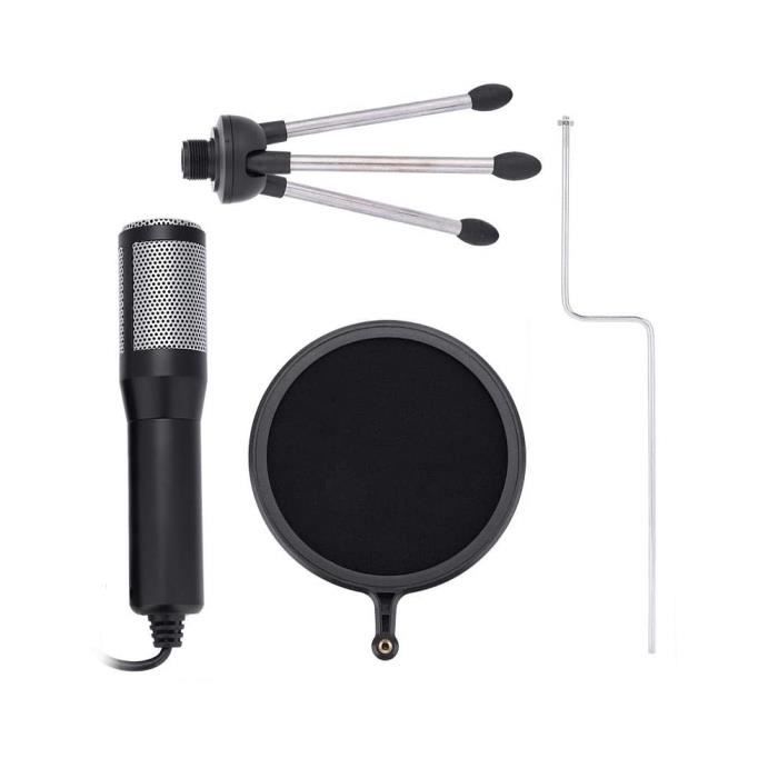 JAC® Microphone à Condensateur Carte Son, Micro Studio Streaming ...