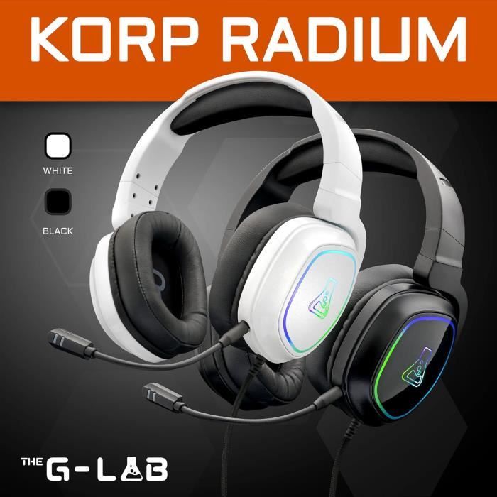 Casque Gaming, Korp Radium Casque Gamer Avec Micro Detachable, Casque ...