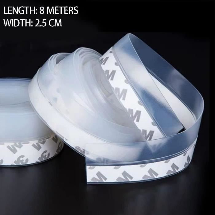 Bas De Porte Adhésif,8M X 25Mm Transparent Bande D'Étanchéité En ...