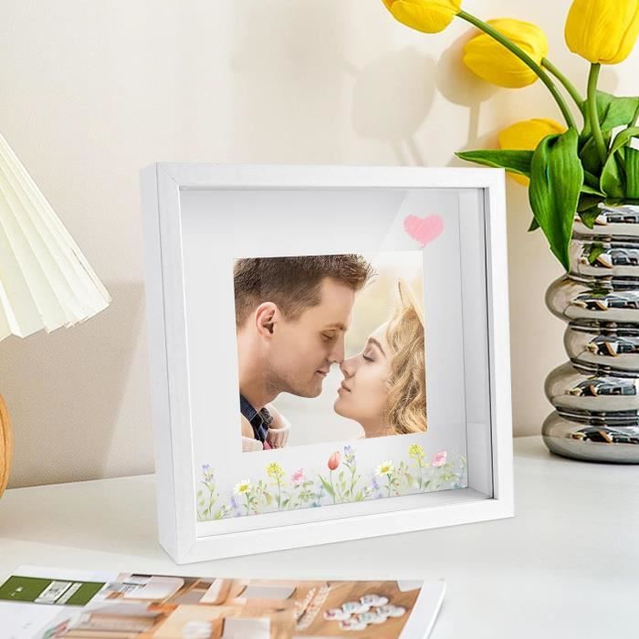 Cadre photo 3D, en bois, 20,3 x 20,3 cm, cadre 3D, pour bureau ...