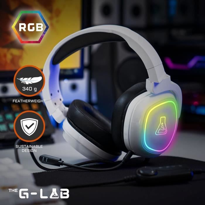 Casque Gaming, Korp Radium Casque Gamer Avec Micro Detachable, Casque ...