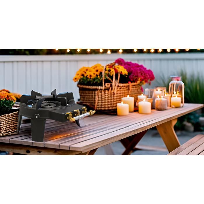 Rechaud à gaz 9,8 KW Fonte véritable 4 pieds 2 bruleurs + Tuyau gaz ...